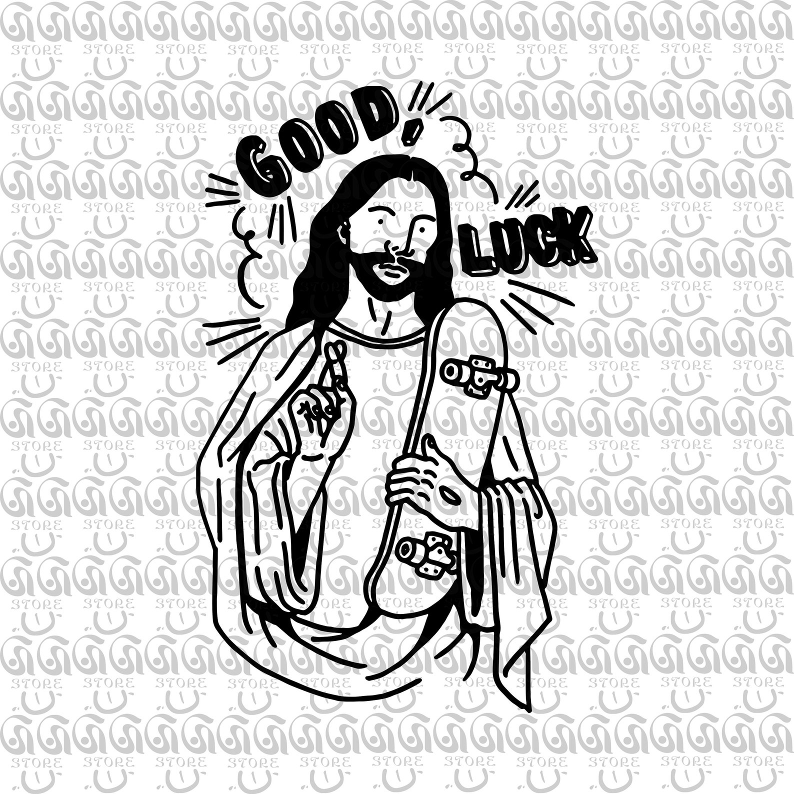 Jesus Wishes Good Luck SVG, Jesus Skater SVG, Skateboarding SVG, Jesus ...