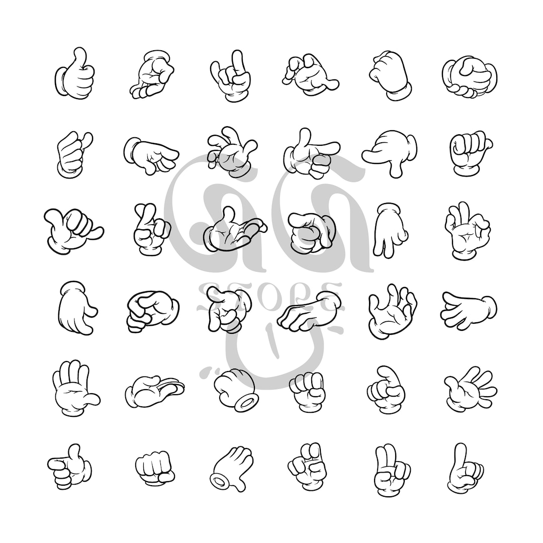 Cartoon Hands, 36 Unique Vectors, Cutting and Printing, Laser Cutting ...
