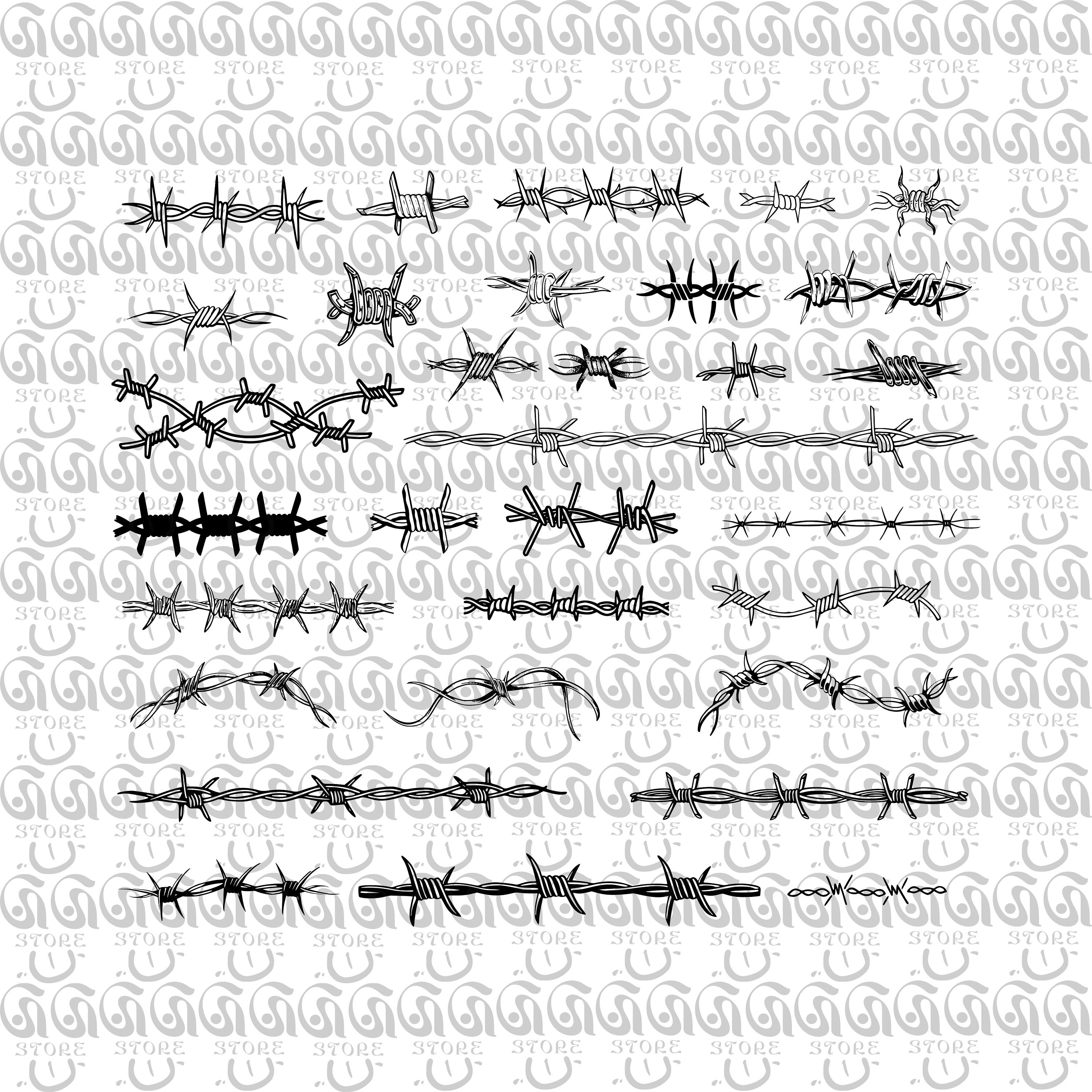 Barbed Wire, Barbed Wire Fence SVG, Jail, Western Ranch, Spike, Tattoo ...