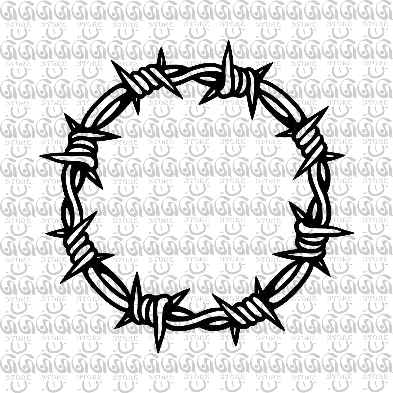 Round Circle Barbed Wire Frame SVG, Barbed Wire Wreath SVG, Tattoo ...