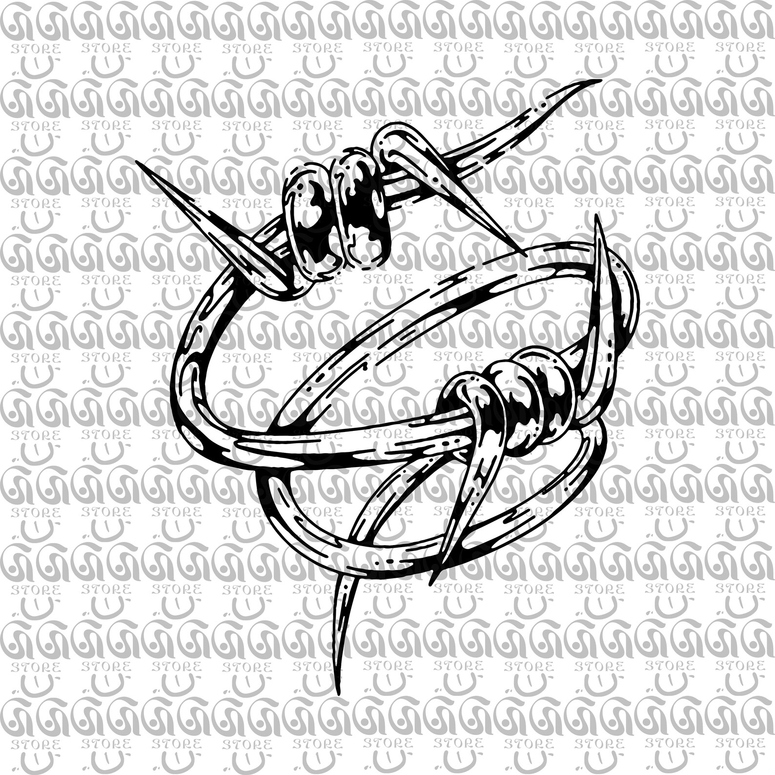 Barbed Wire Curl SVG, Fence With Spikes SVG, Abstract Art Svg, Barbed ...