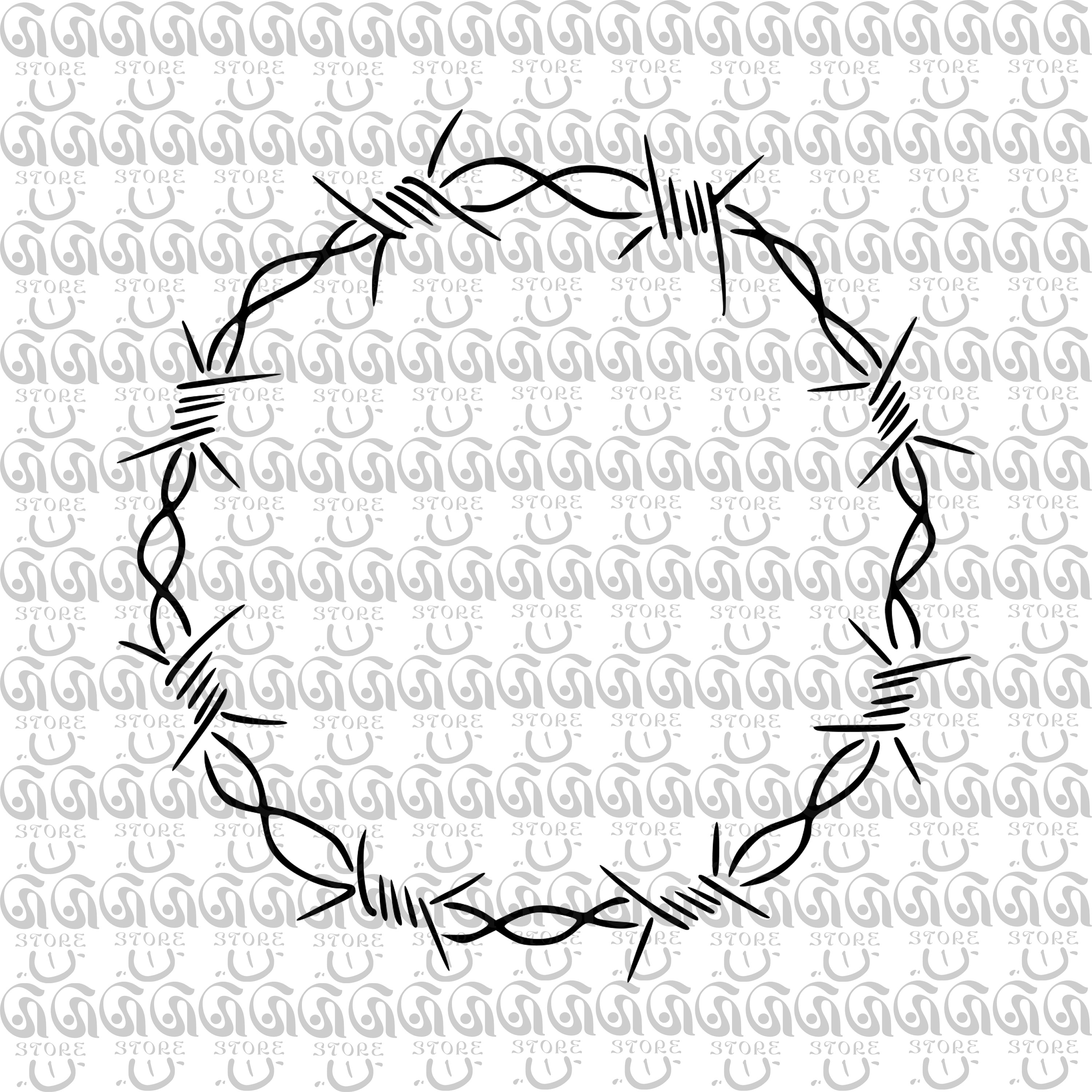 Round Circle Barbed Wire Frame SVG, Barbed Wire Wreath SVG, Tattoo ...