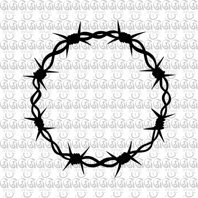 Round Circle Barbed Wire Frame SVG, Barbed Wire Wreath SVG, Tattoo ...