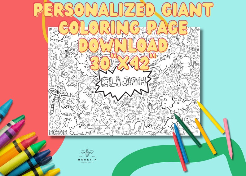 Personalized Large Coloring Page Download - Etsy