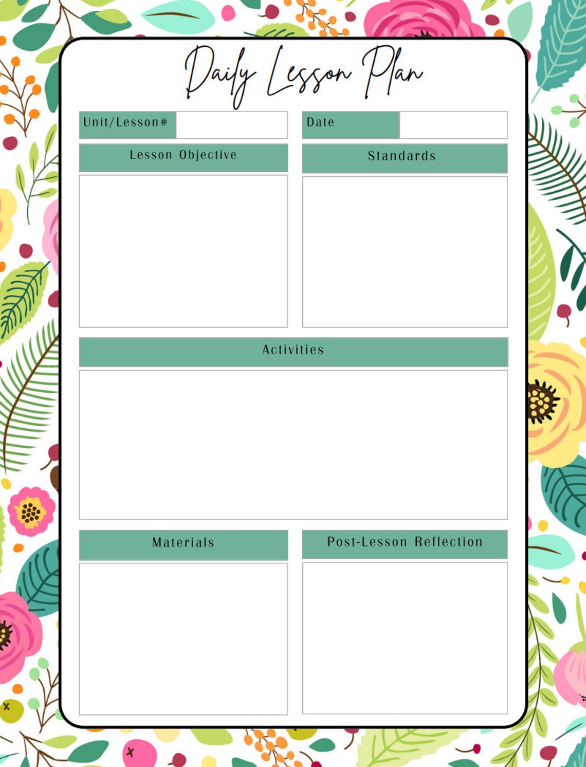 2024 Floral Teacher Digital Planner With Student Tracking/ Lesson and ...