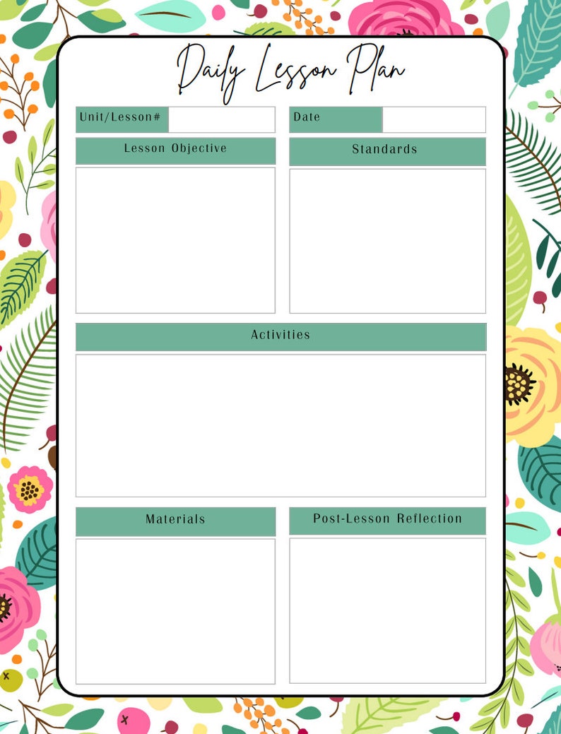 2024 Floral Teacher Digital Planner With Student Tracking/ Lesson and ...