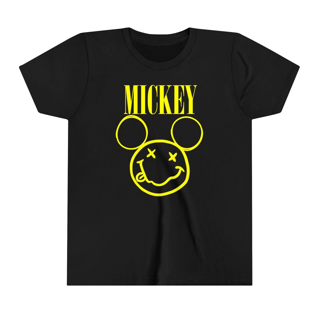 Youth Kids Mickey Mouse Grunge Rock Band Inspired Smile Face T-shirt - Etsy