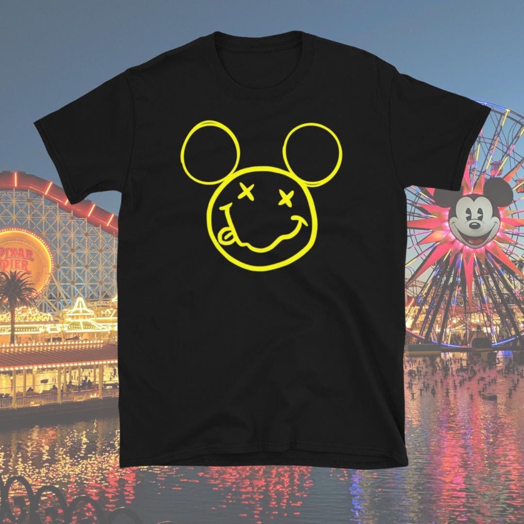 Mickey Mouse Shirt, Smiley Face Band, Disney Rock Mashup T-shirt, Women ...