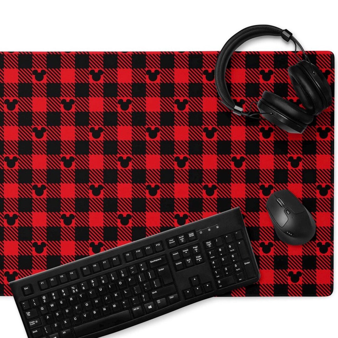 Mickey Mouse Buffalo Plaid Checker Christmas Gaming Mouse Pad Desk Mat ...