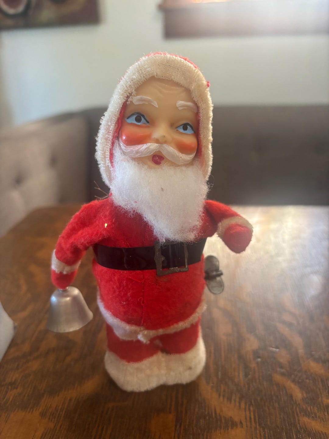 Vintage 1950'S ALPS Japan Mechanical Santa Claus Ringing Bell Wind up ...