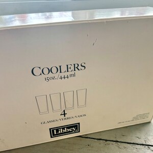 NIB Vintage Libbey Patriotic Red White & Blue Stars 15oz Glasses Set of ...