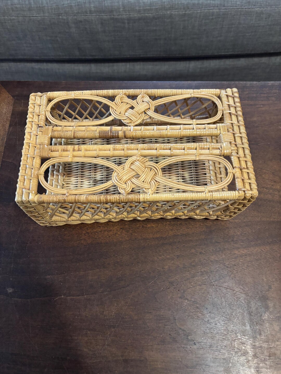 Vintage 1970s Era Rattan / Wicker Tissue Box Holder - Etsy