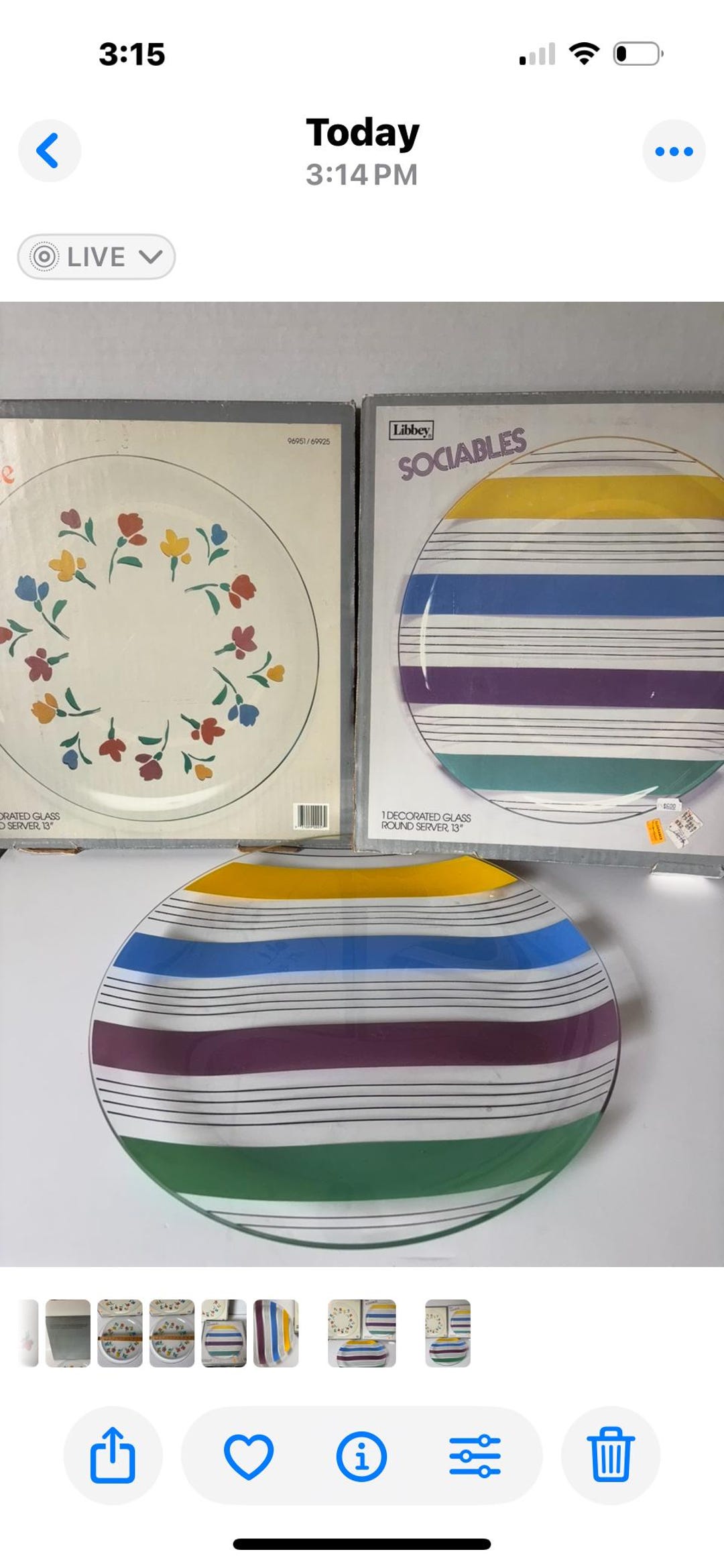 Libbey Sociables Glass Serving Platters, Floral & Striped, 13" - Etsy