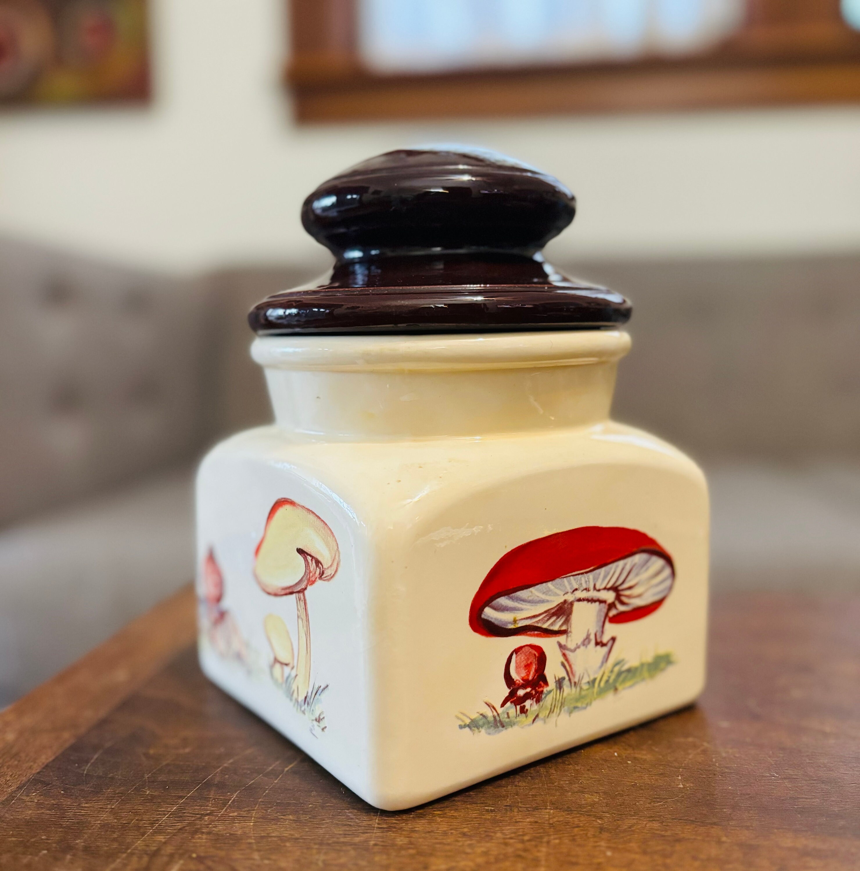 Vintage Ceramic Mushroom Canister Set, Retro 70's Kitchen Decor ...