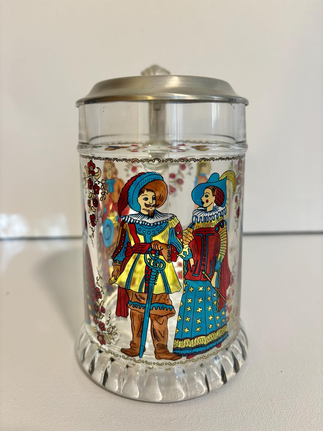1960's W. Germany Rein Zinn BMF Pewter Lid Painted Glass Beer Stein. - Etsy
