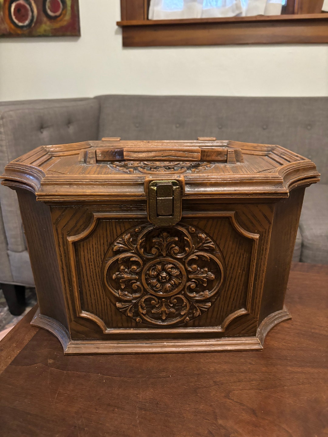 Vintage Max Klein Brown Plastic Sewing Box Top Handle & Removable Tray ...