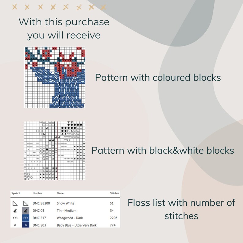 Scandinavian Christmas Cross Stitch Patterns Bundle, Set of 5 Nordic Danish Hygge Cross Stitch ...