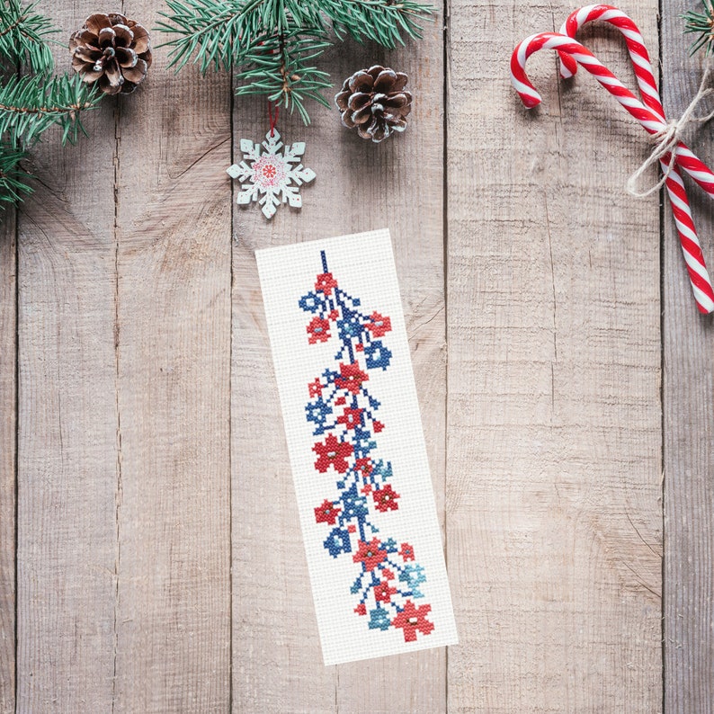 Cross Stitch Pattern Scandinavian Bookmark With Flowers, Floral ...