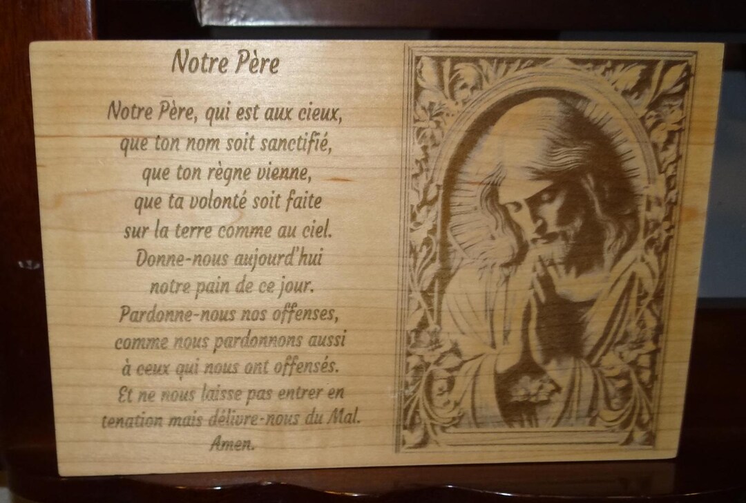 Laser-engraved Lord's Prayer in French - Etsy