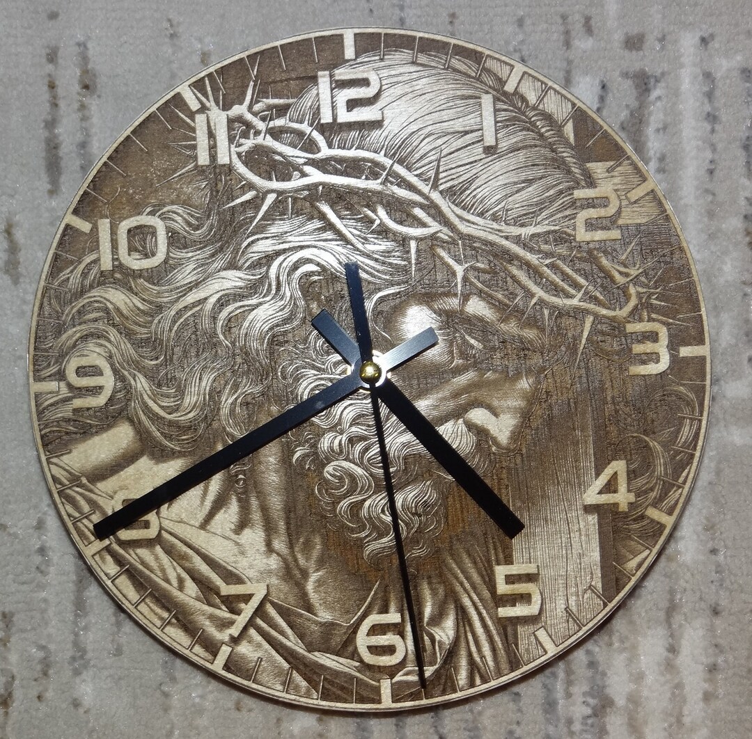 3D Engraved Clock of Jesus - Etsy