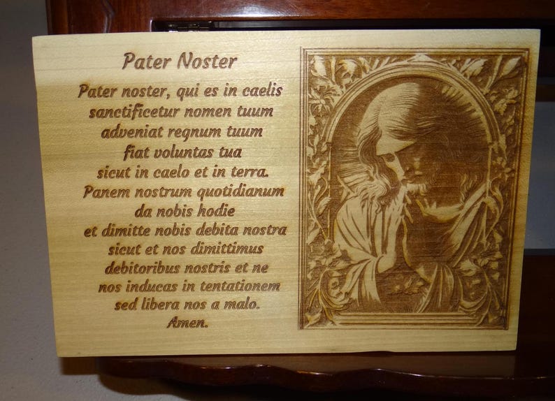 Laser-engraved Lord's Prayer in Latin - Etsy