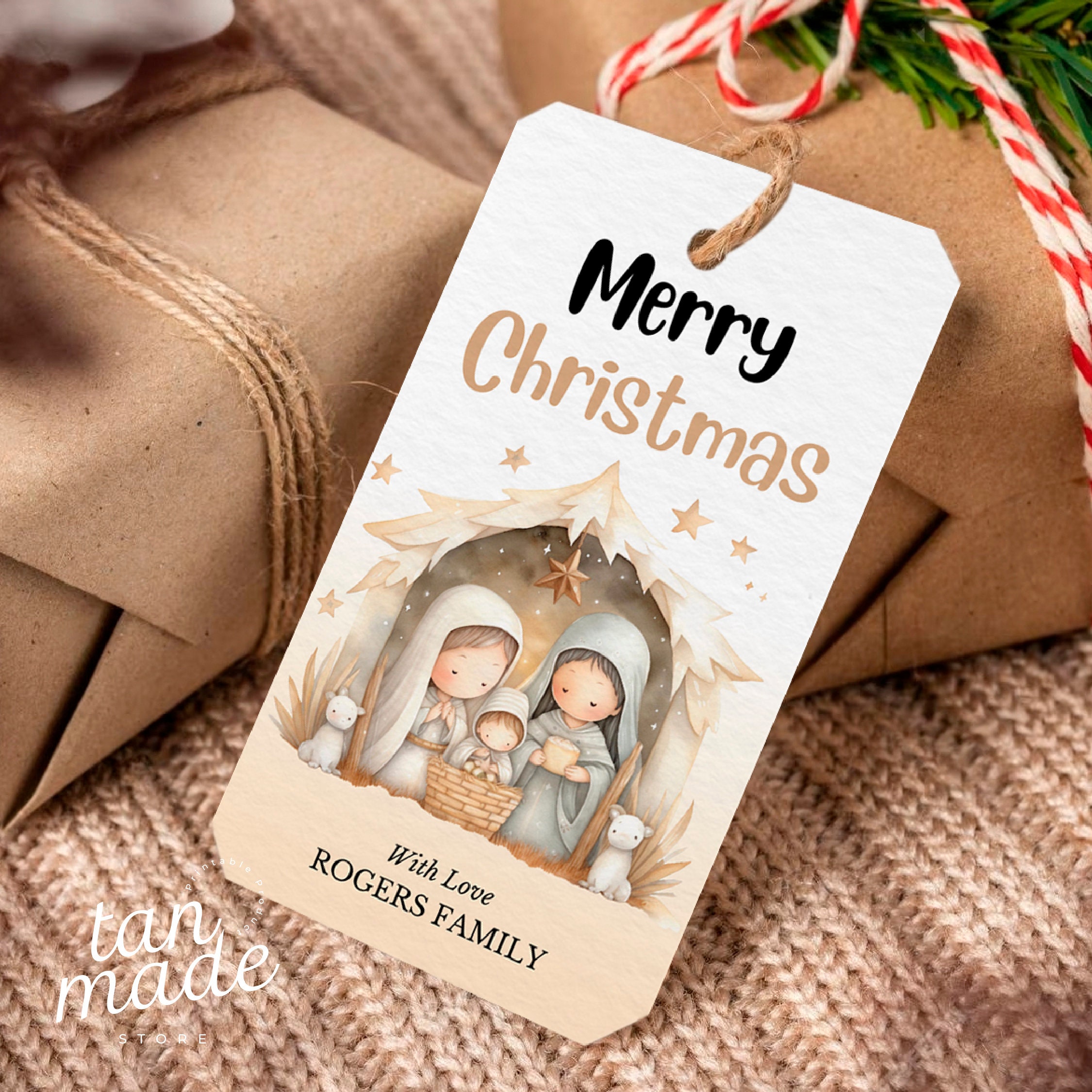 Editable Nativity Christmas Gift Tags for Family, Printable Nativity ...