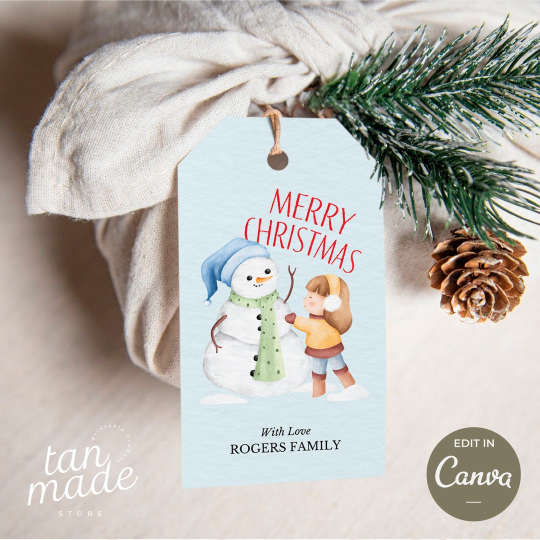 Editable Snowman Gift Tags, Personalized Snowman Tags for Kids ...