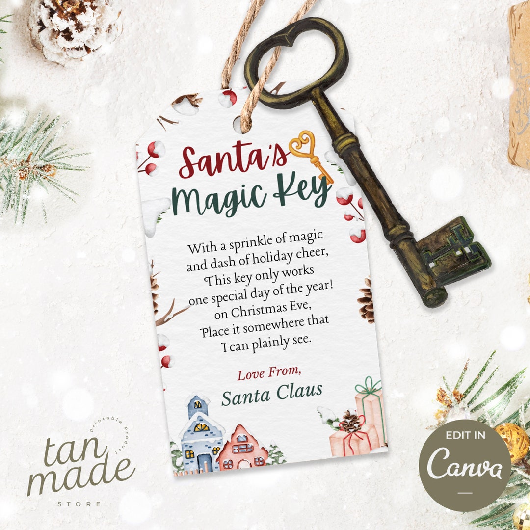 Editable Santa's Magic Key Christmas Gift Tags, Santas Magic Key ...