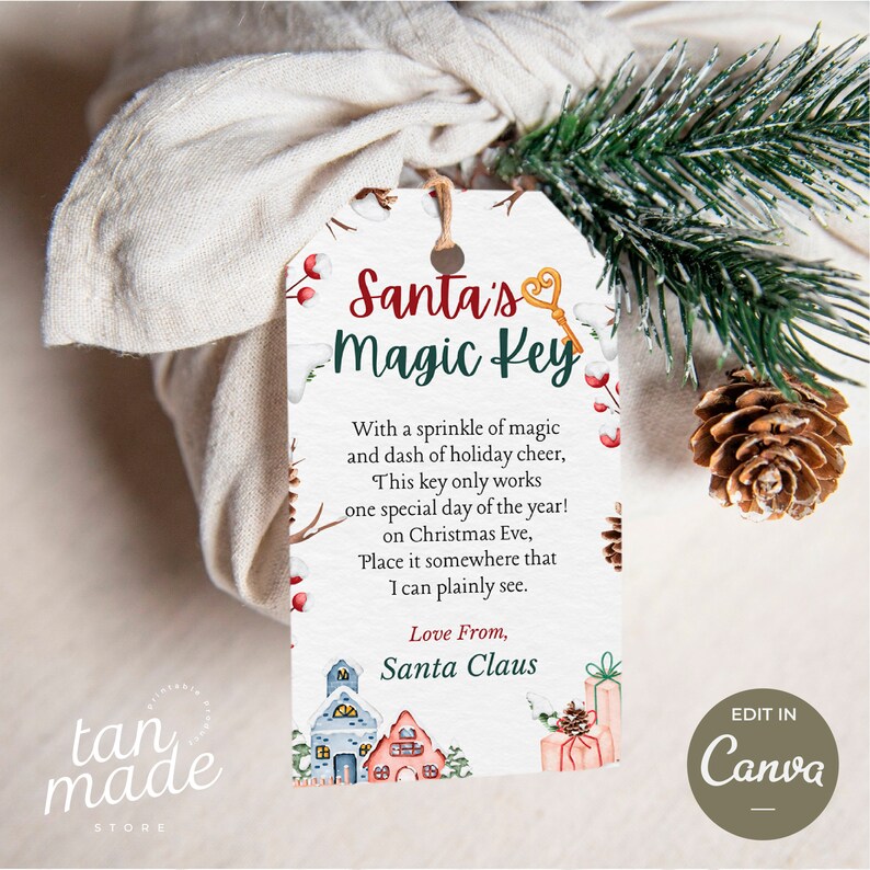 Editable Santa's Magic Key Christmas Gift Tags, Santas Magic Key ...