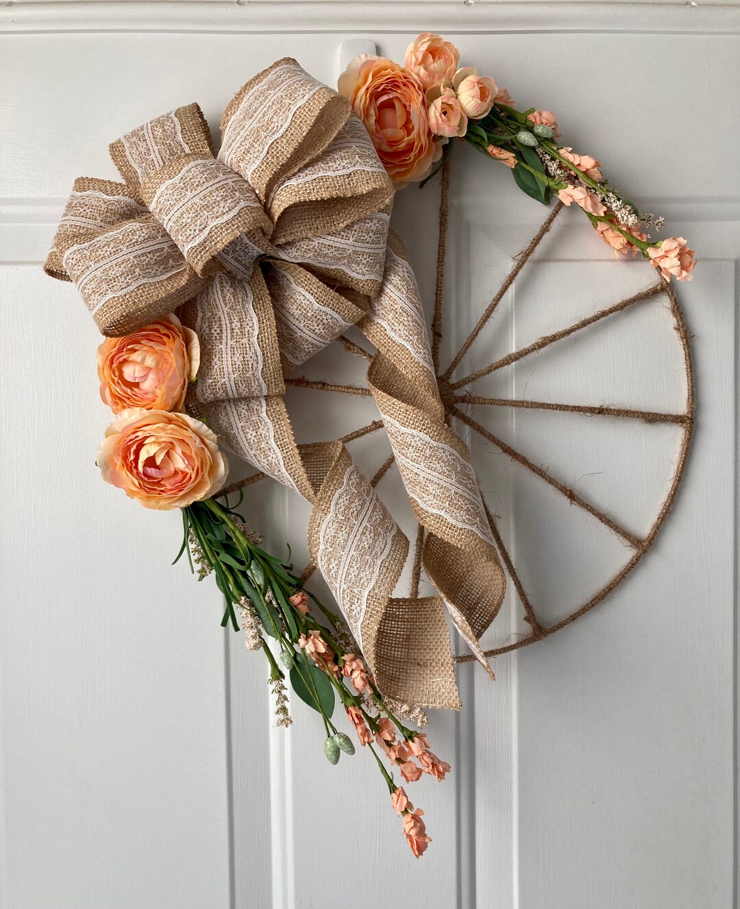 Wagon Wheel Spring Wreath - Etsy