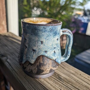 Handmade Drippy Blue Mountain Mug - Etsy