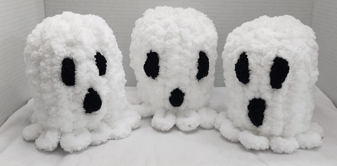 3 Piece Chunky Knit Finger Loop Ghost Plushie - Etsy