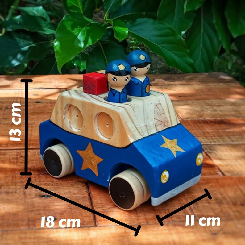 Police Car Wooden Vehicle Wooden Toys Wooden Police Car Peg Dolls ...
