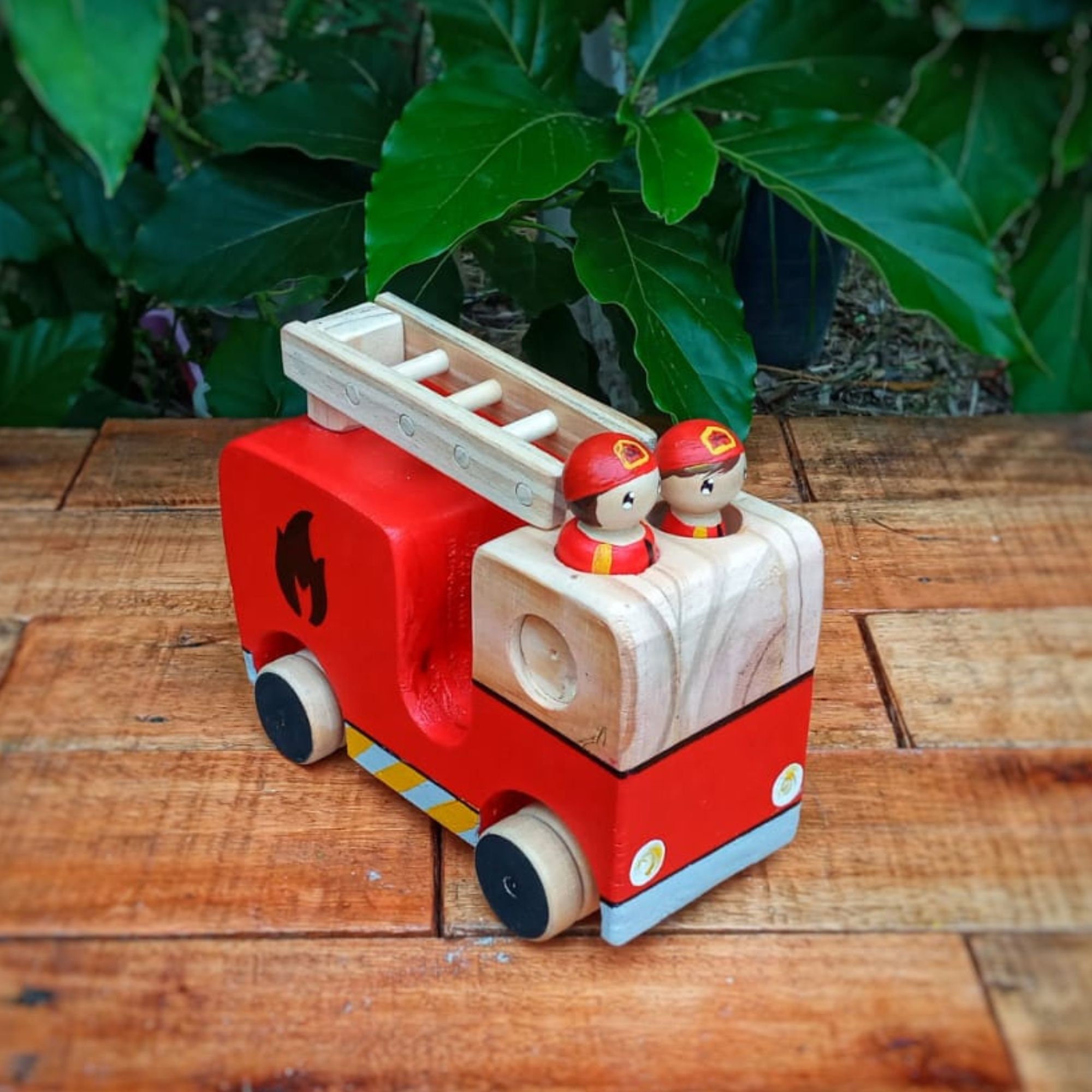 Fire Truck Wooden Vehicle Wooden Toys Wooden Fire Truck Peg Doll ...