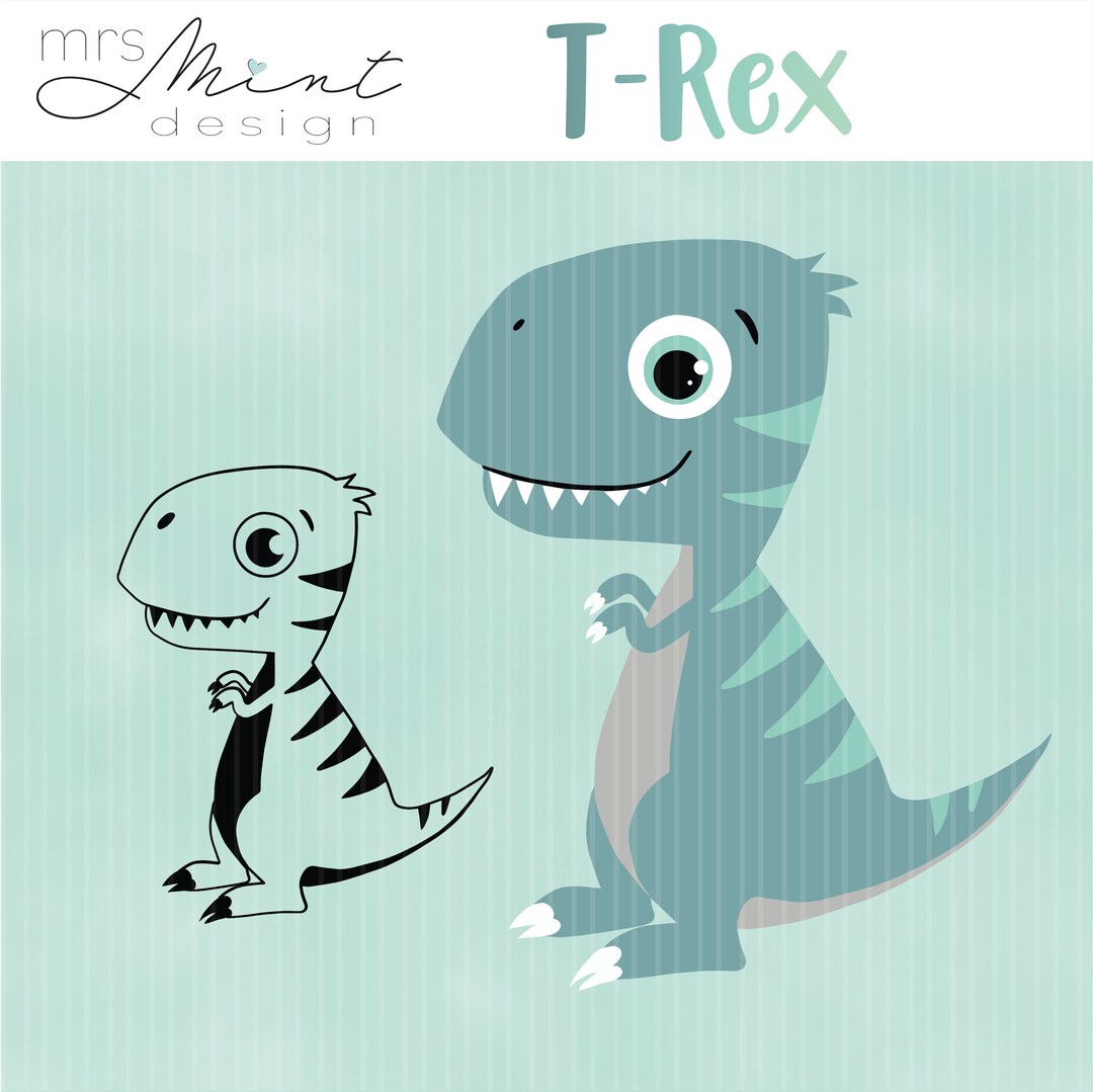 Plotter File - Mrs Mint Design - T-rex Dinosaur Single - Cutting File SVG DXF - Etsy UK