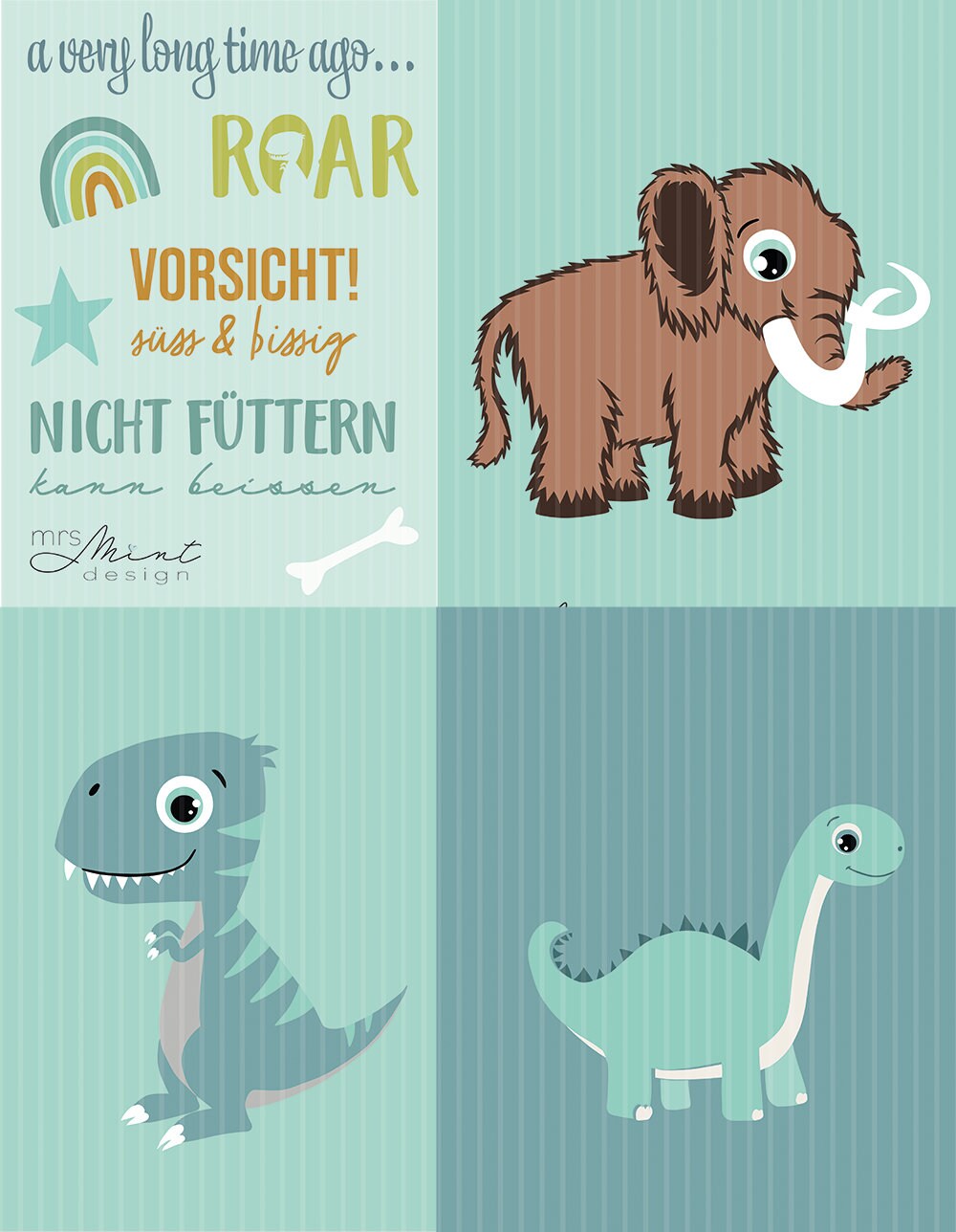 Plotter File Mrs Mint Design A Very Long Time Ago Mammoth & Dinosaurs Silhouette Cricut Cutting ...