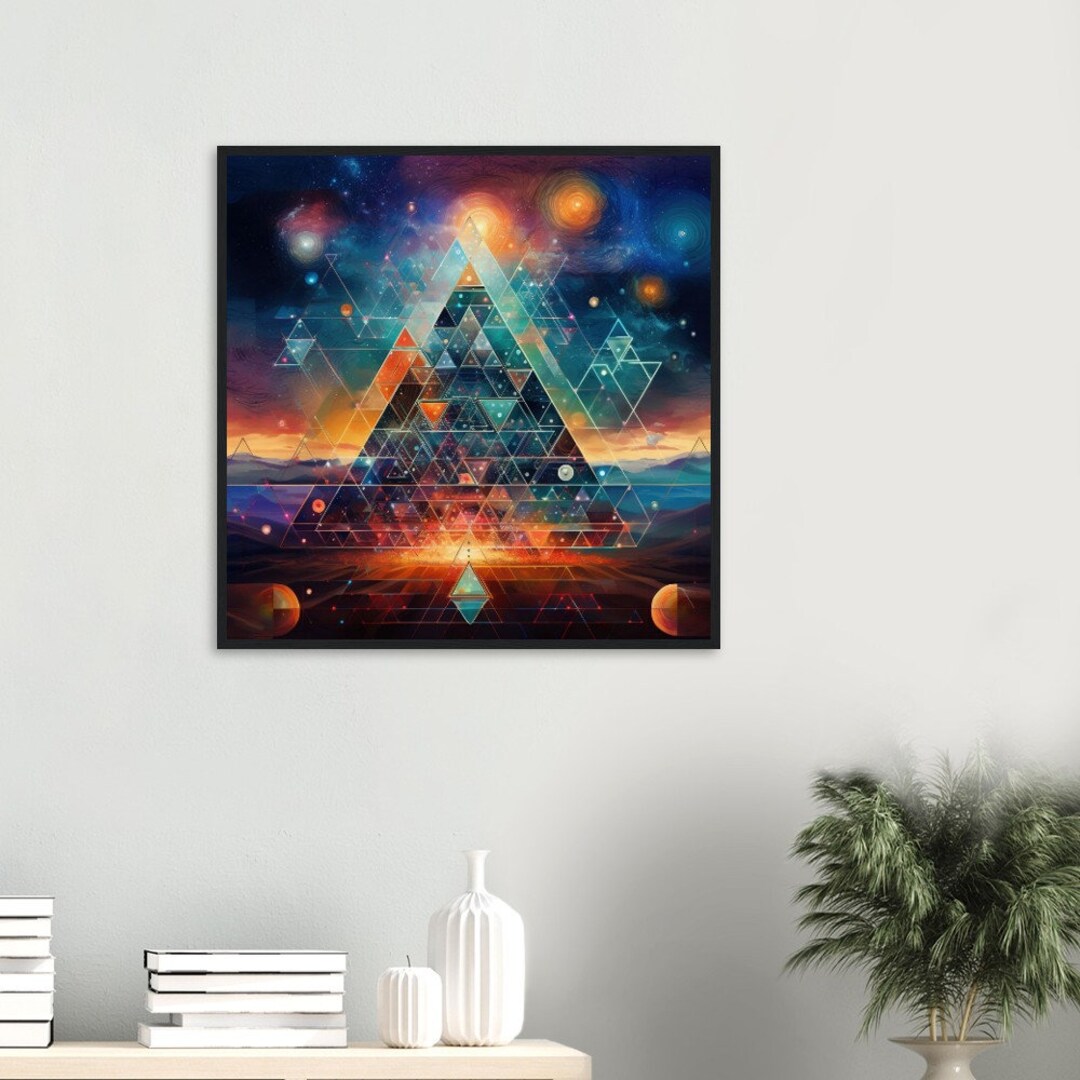 Sacred Geometry Art, Futuristic Pyramid Print, Abstract Expressionism ...