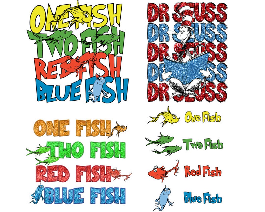 Dr.suesss Png Bundle, Read Across America Day Png, One Fish Two Fish ...