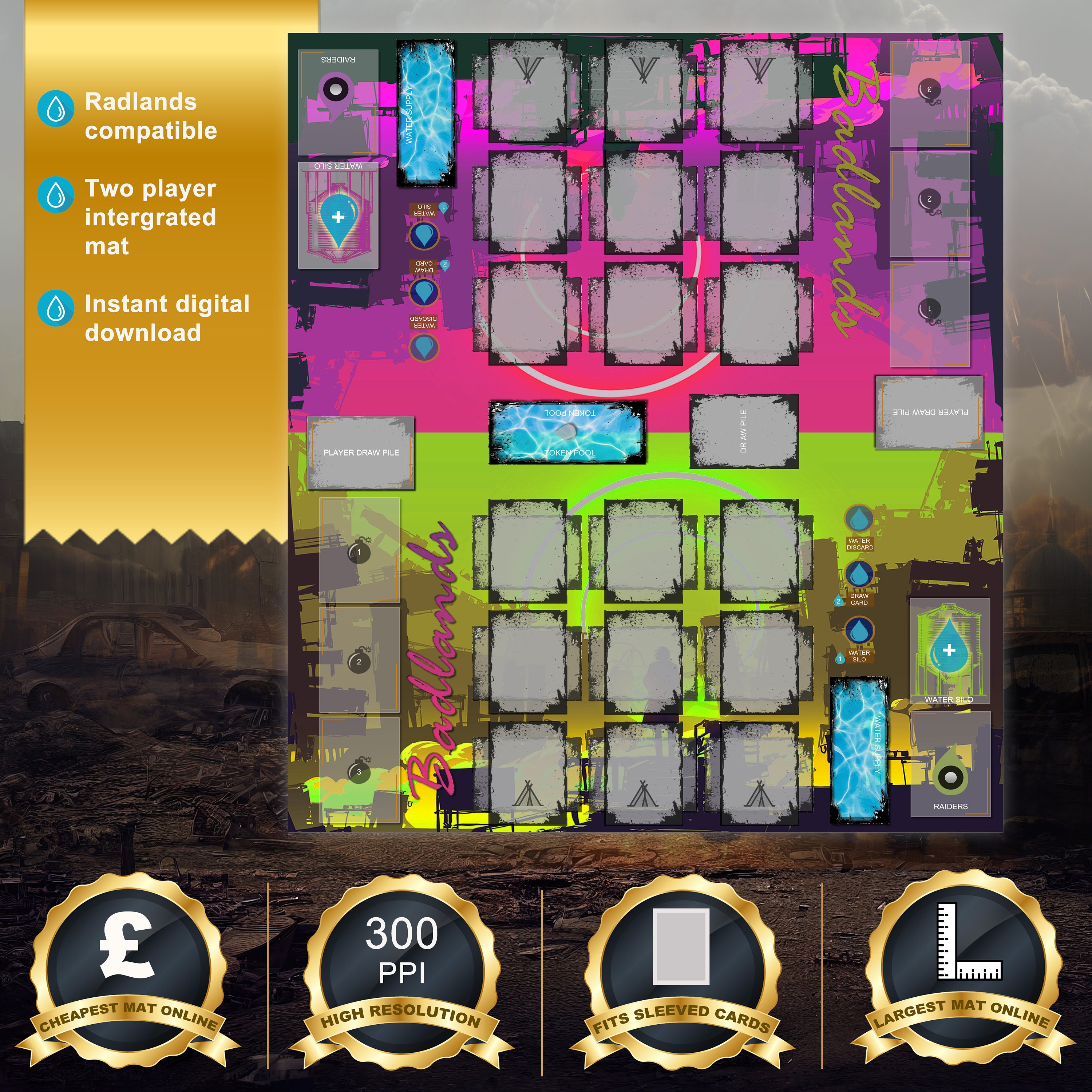 Radlands Compatible Card Game-two Player-printable Game Play Mat Approx ...