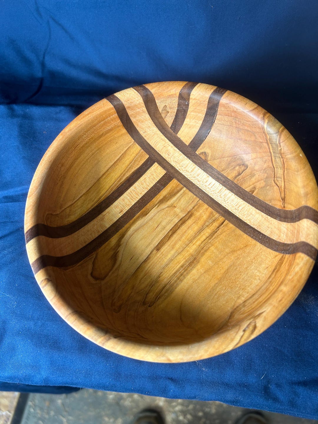 Two Tone Striped Maple Wood Bowl - Etsy