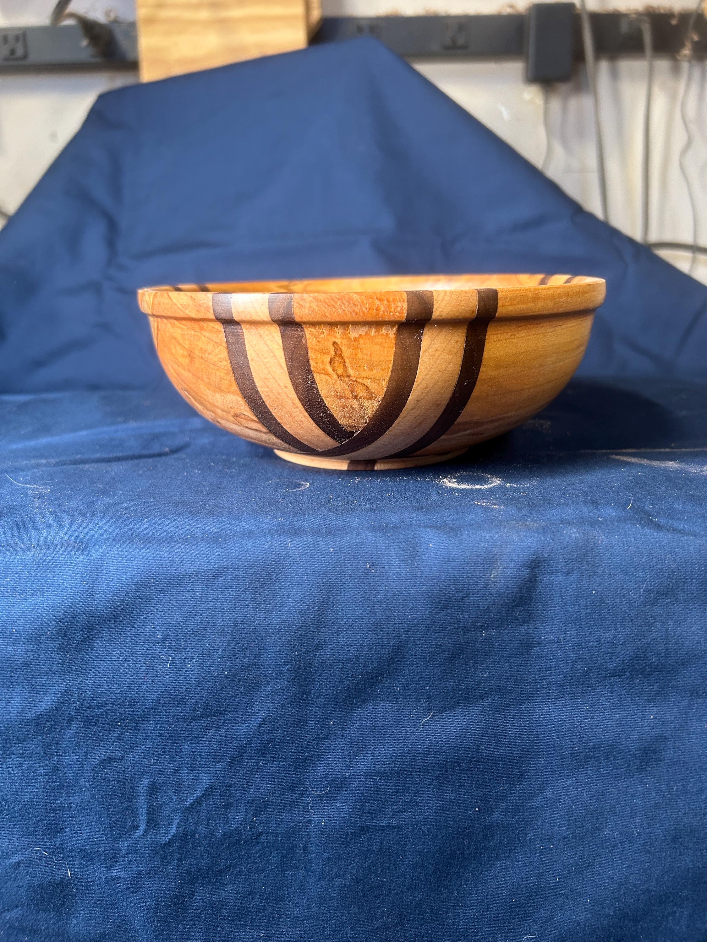 Two Tone Striped Maple Wood Bowl - Etsy