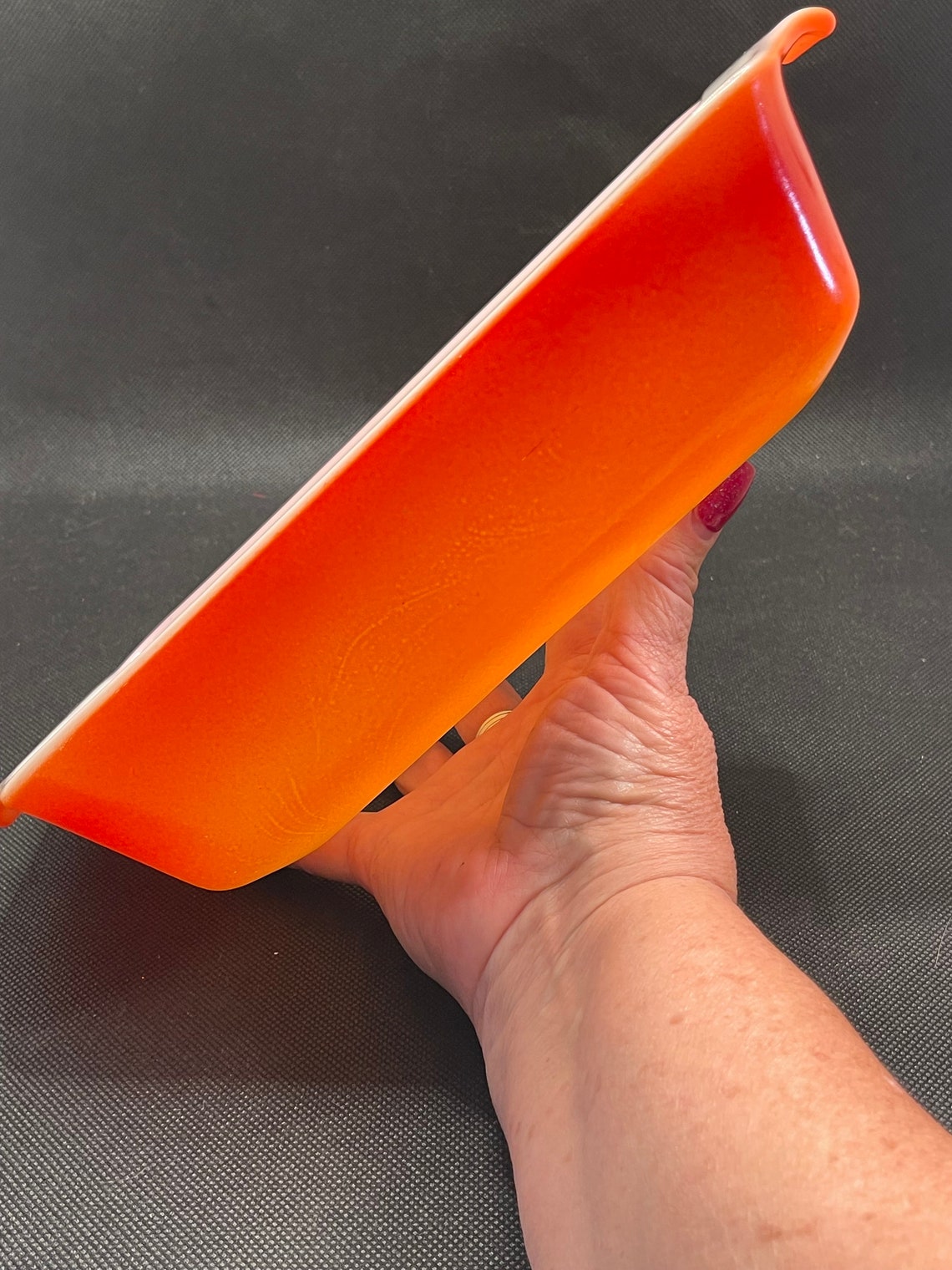 Flaming Orange Red Gradient Glass fire King Anchor Hocking 441 Loaf Pan ...