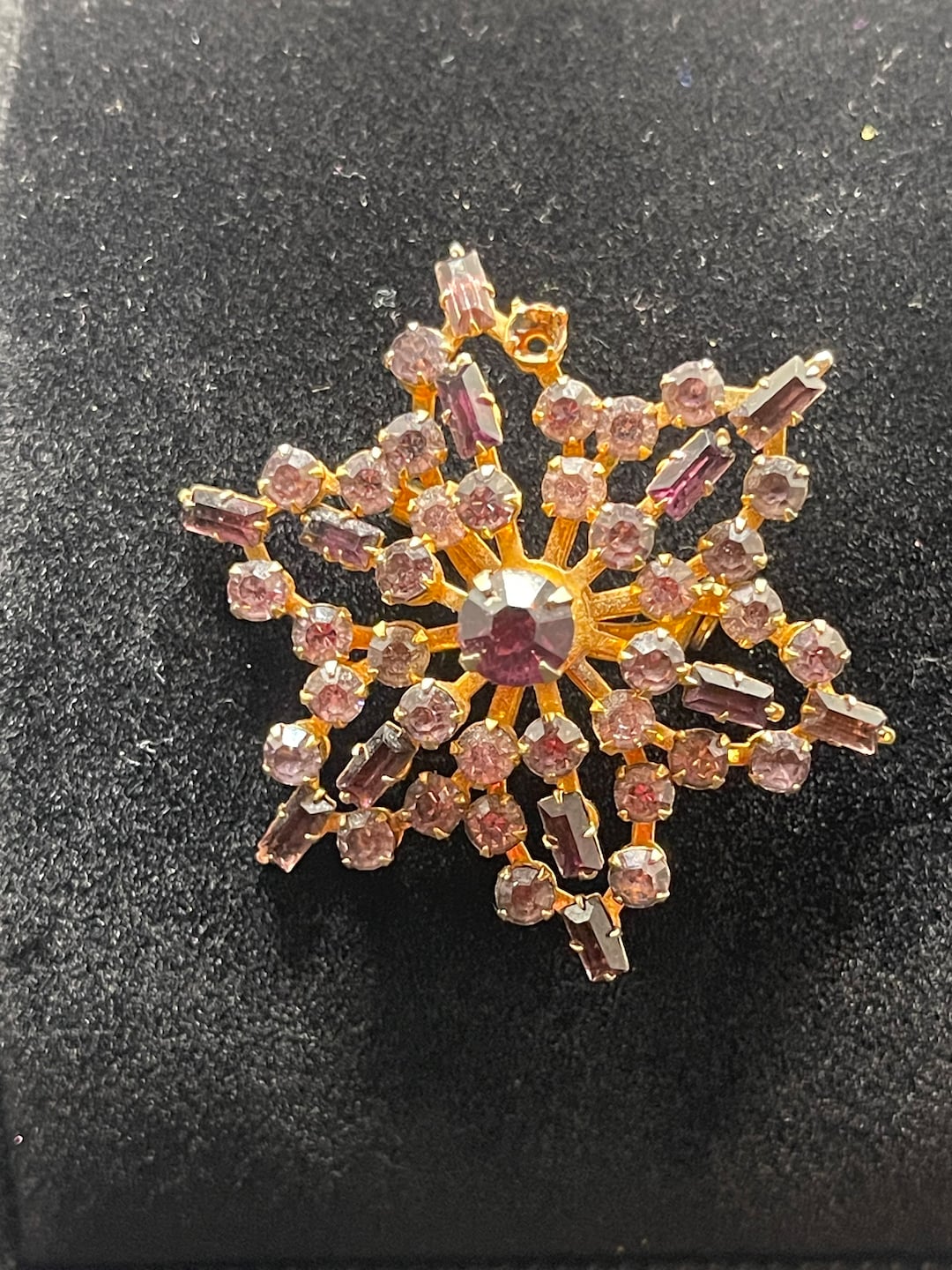 Vintage Purple Rhinestone Starburst Brooch by CORA - Etsy
