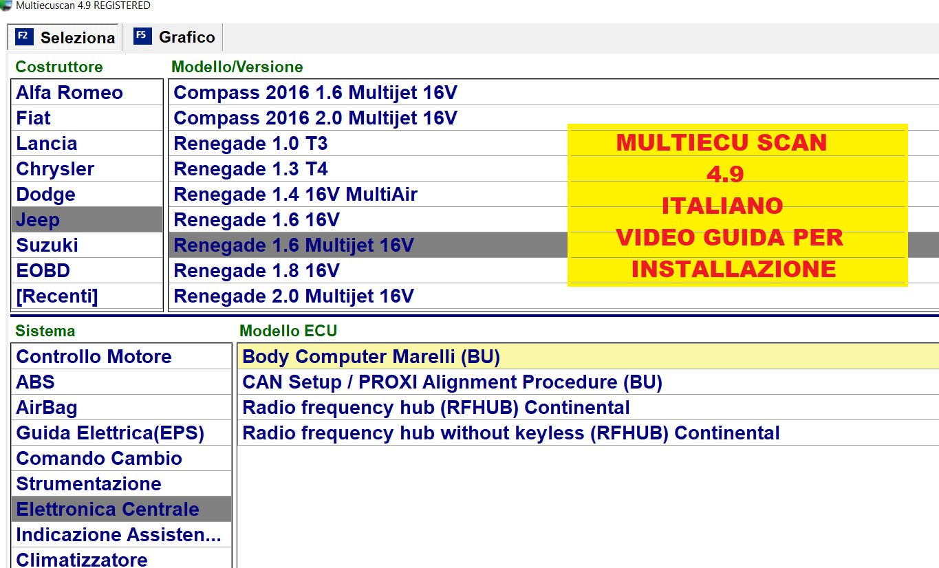 Multiecuscan Diagnostics 4.9 Software in Italian Instructions and Video ...