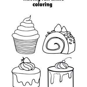 Coloring Pastries Pages for Children - Etsy