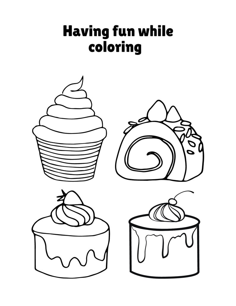 Coloring Pastries Pages for Children - Etsy