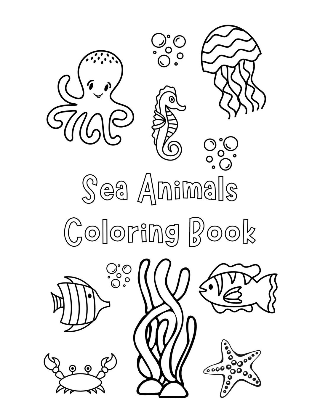 Dive Into the Deep: Sea Animals Coloring Pages for Children - Etsy