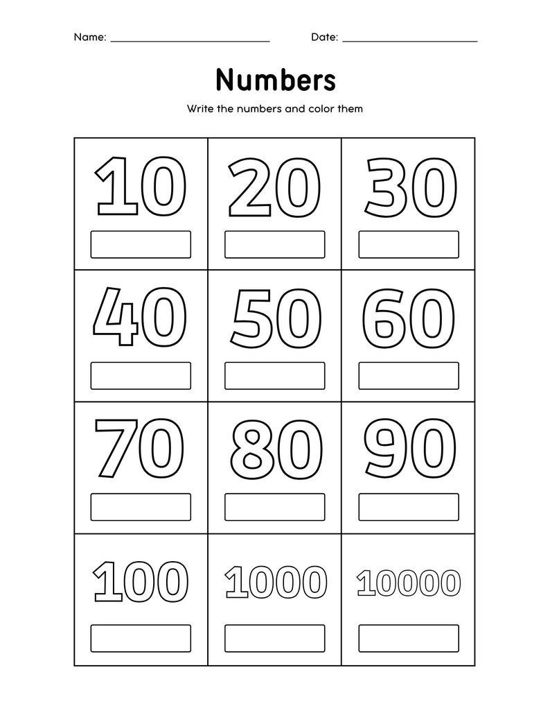 Coloring Pages for Children: Numbers 1-90 - Etsy