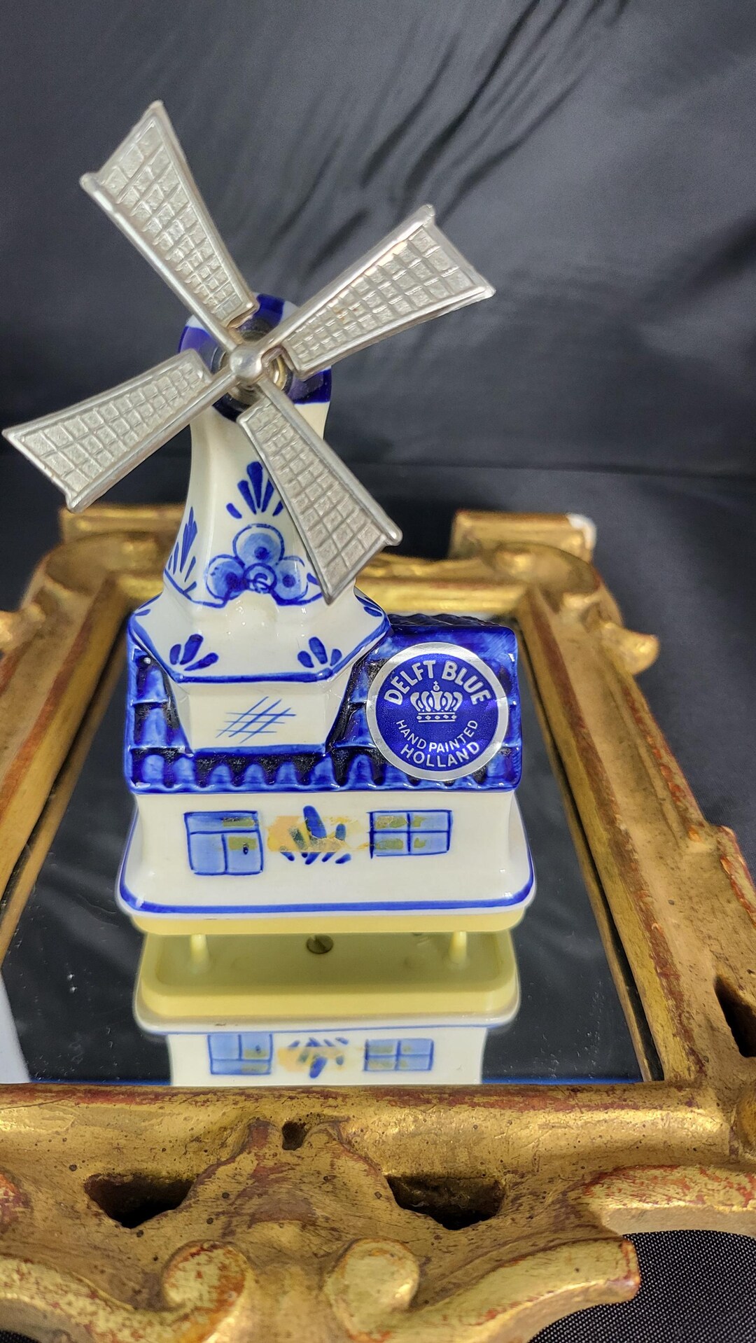Elesva Delft Blue Windmill Music Box. - Etsy