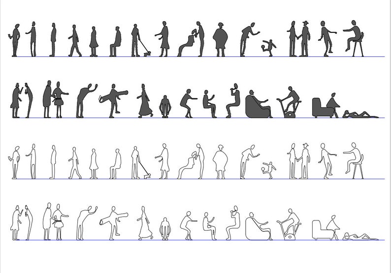 Autocad Human 2D DWG Templates for Interior Designers - Etsy Australia